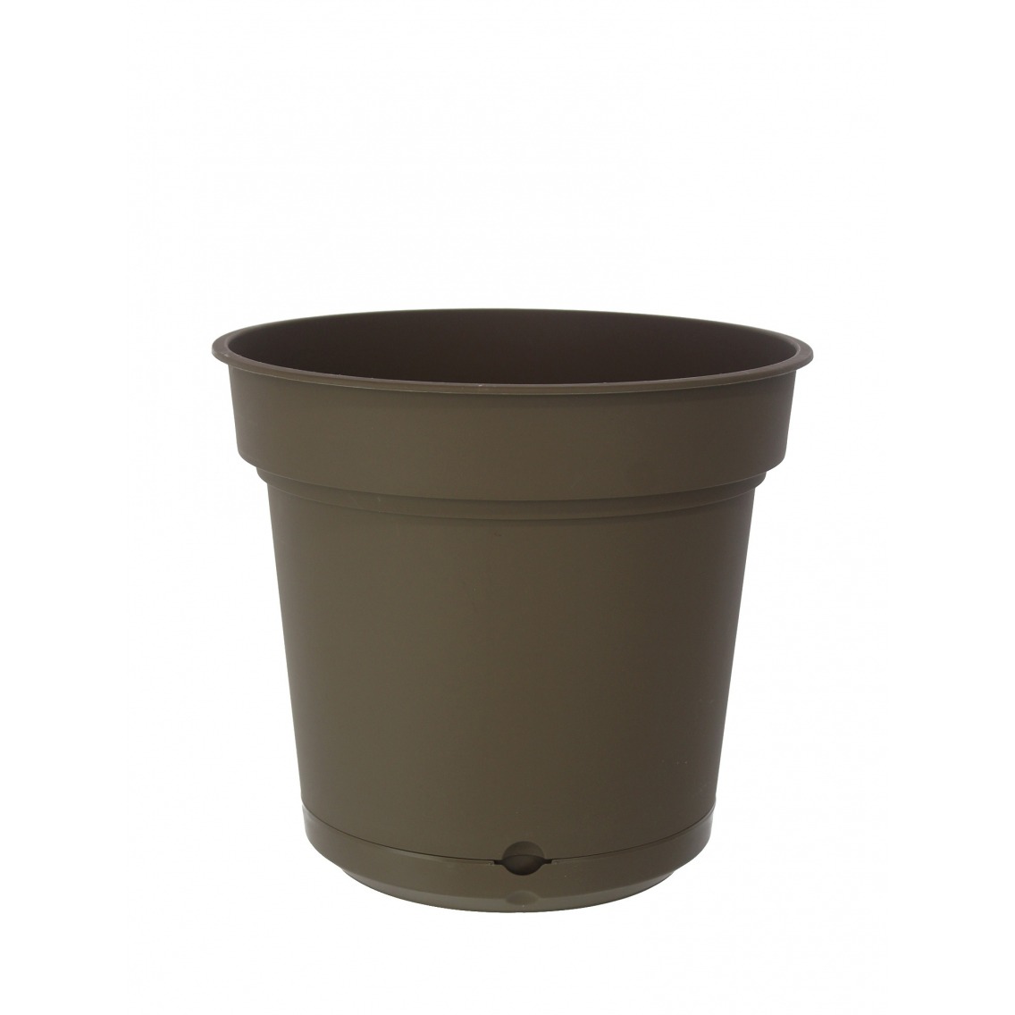 Pot rond marron PIATTINO avec soucoupe - Pots en plastique - Artiplantes