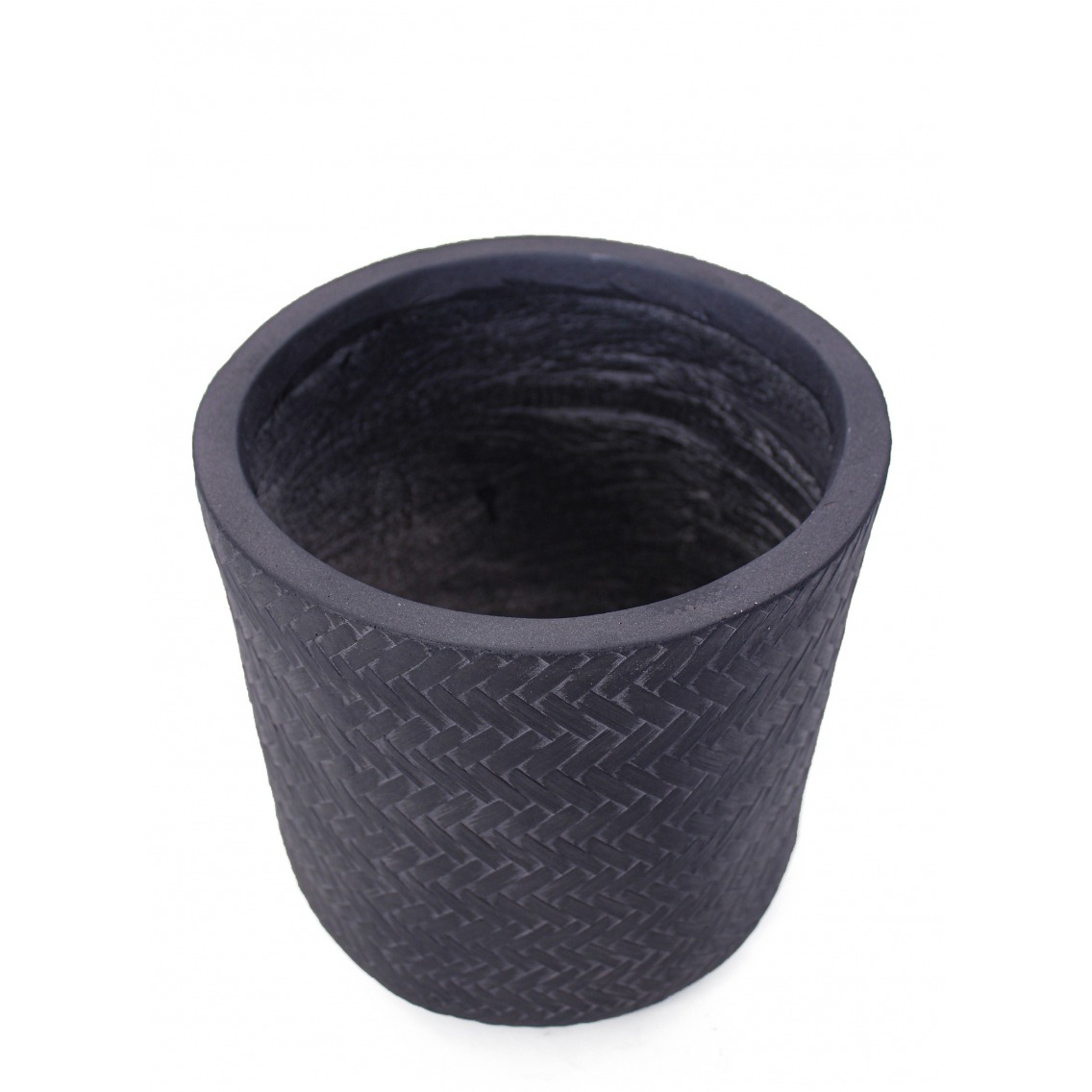 Pot rond anthracite structuré - Pots en fibre de pierre - Artiplantes