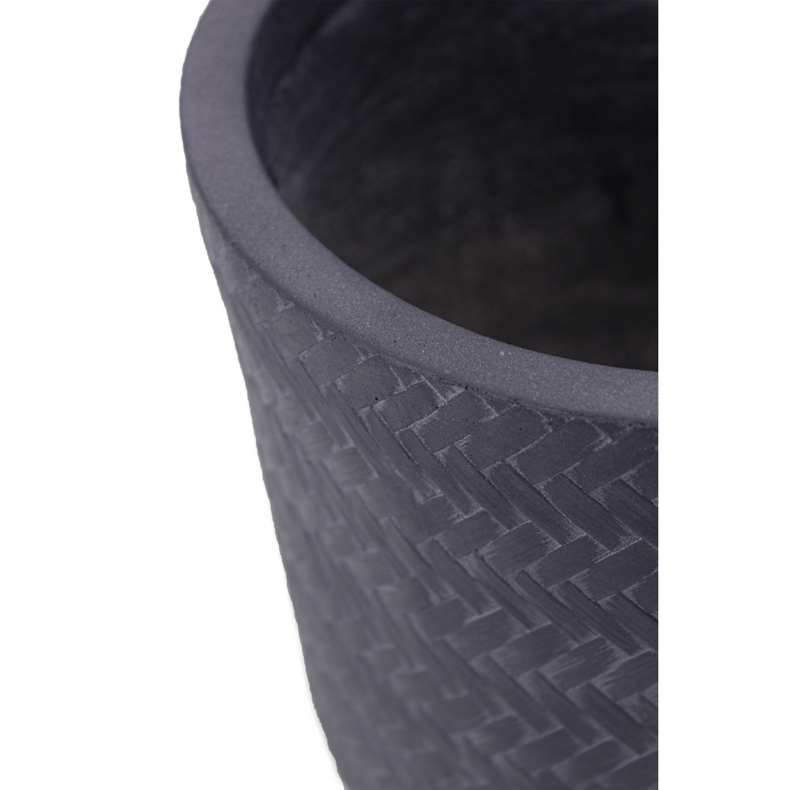 Pot rond anthracite structuré - Pots en fibre de pierre - Artiplantes
