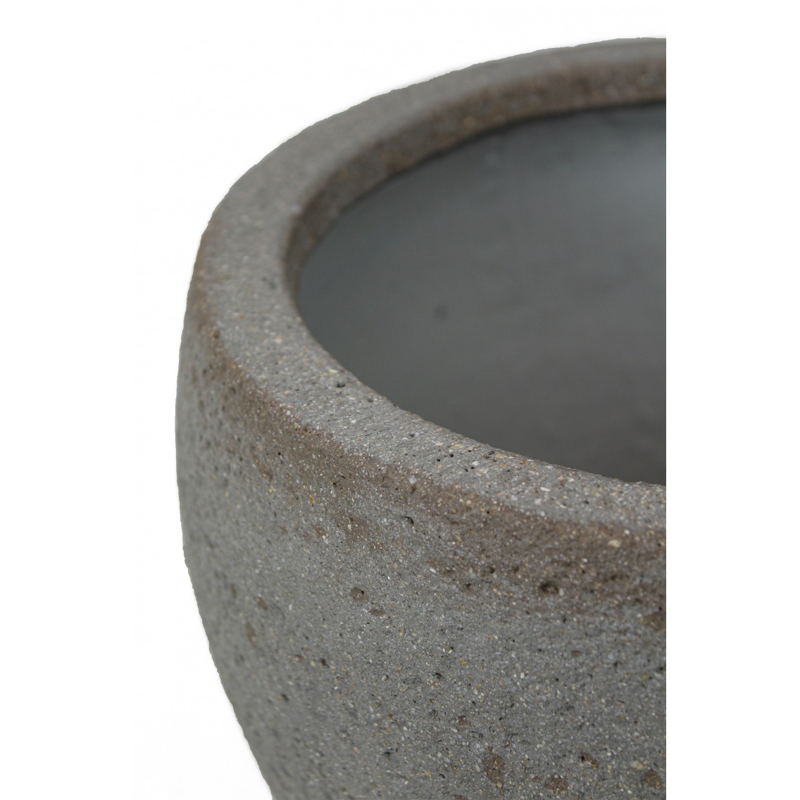 Pot gris en pierre reconstituée 23 cm - Pots en fibre de pierre ...