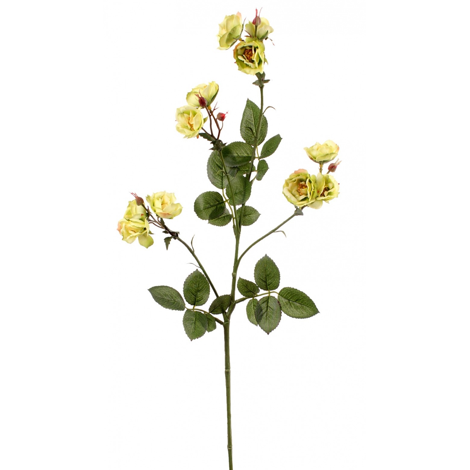 Rose ramifiée artificielle jaune 75 cm - Roses artificielles - Artiplantes